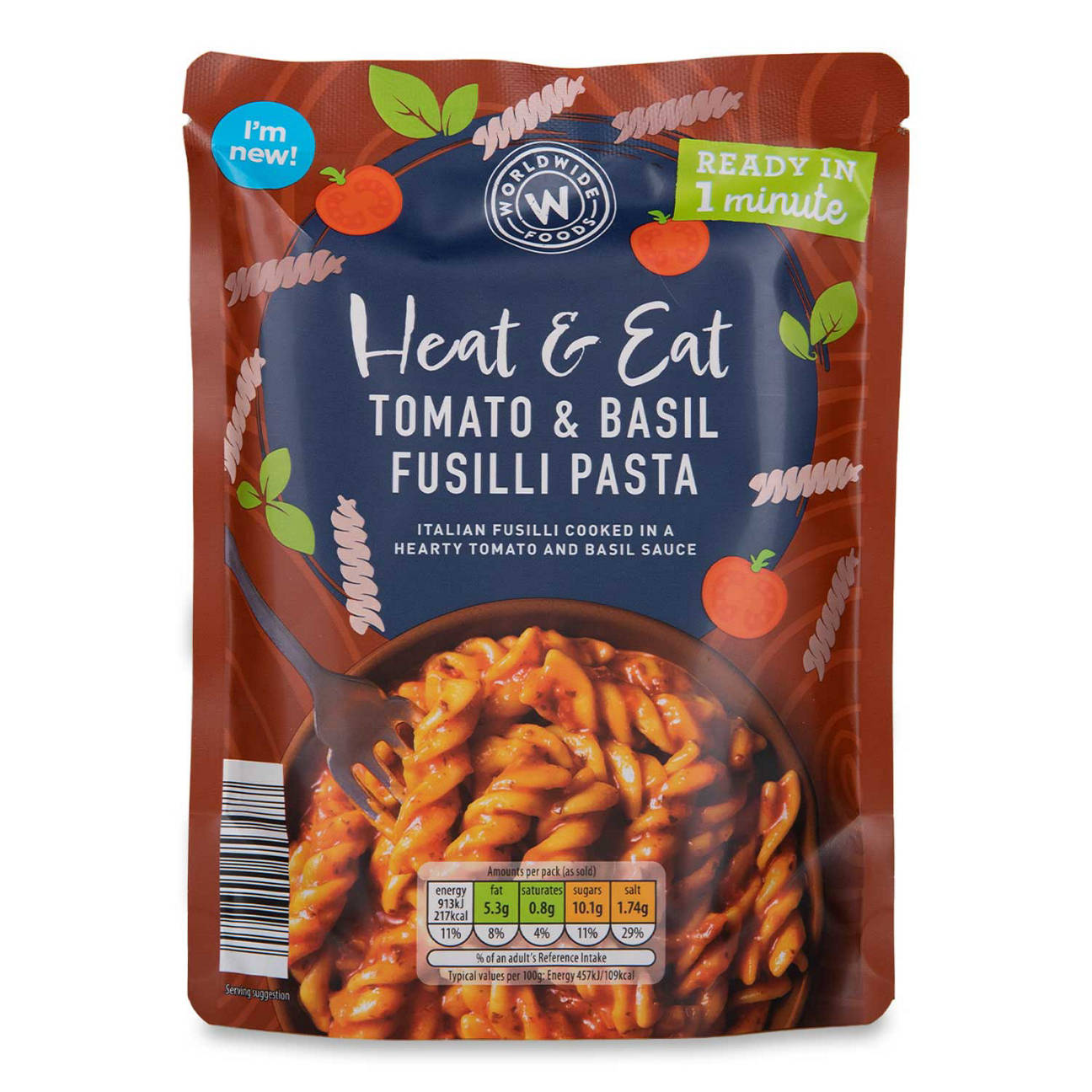 Heat & Eat Tomato & Basil Fusilli Pasta Pouch | ALDI UK